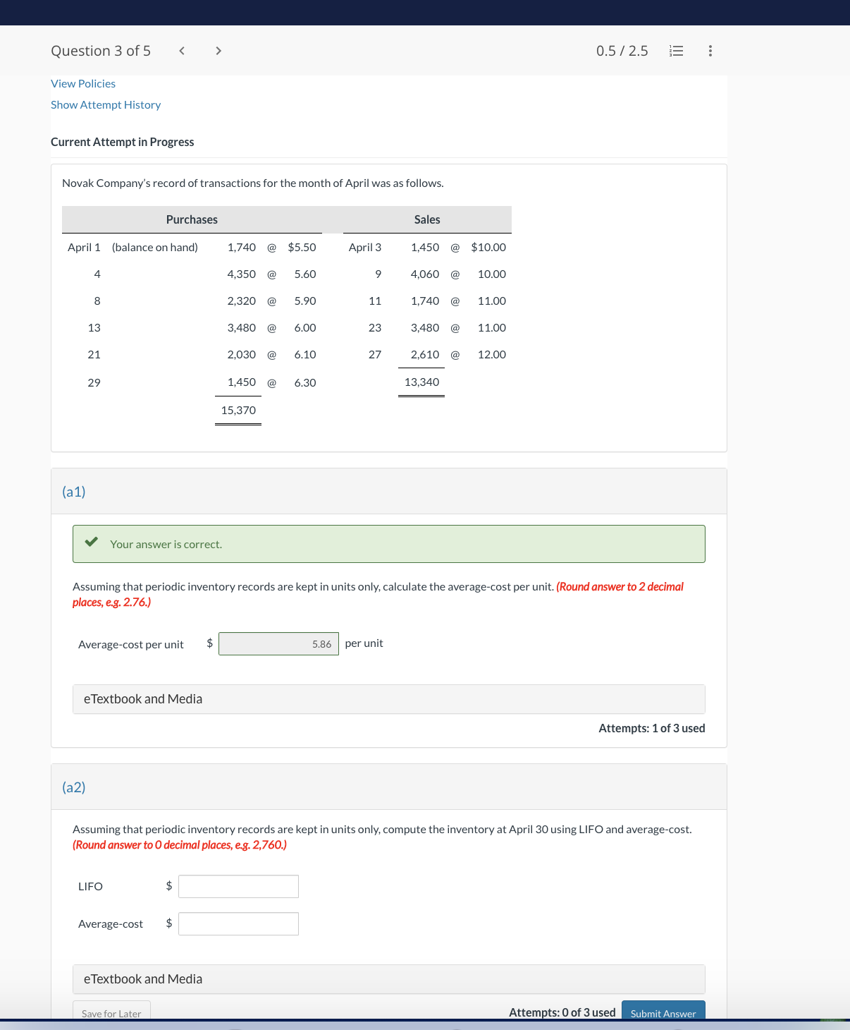 Solved Current Attempt in Progress Novak Company's record of | Chegg.com