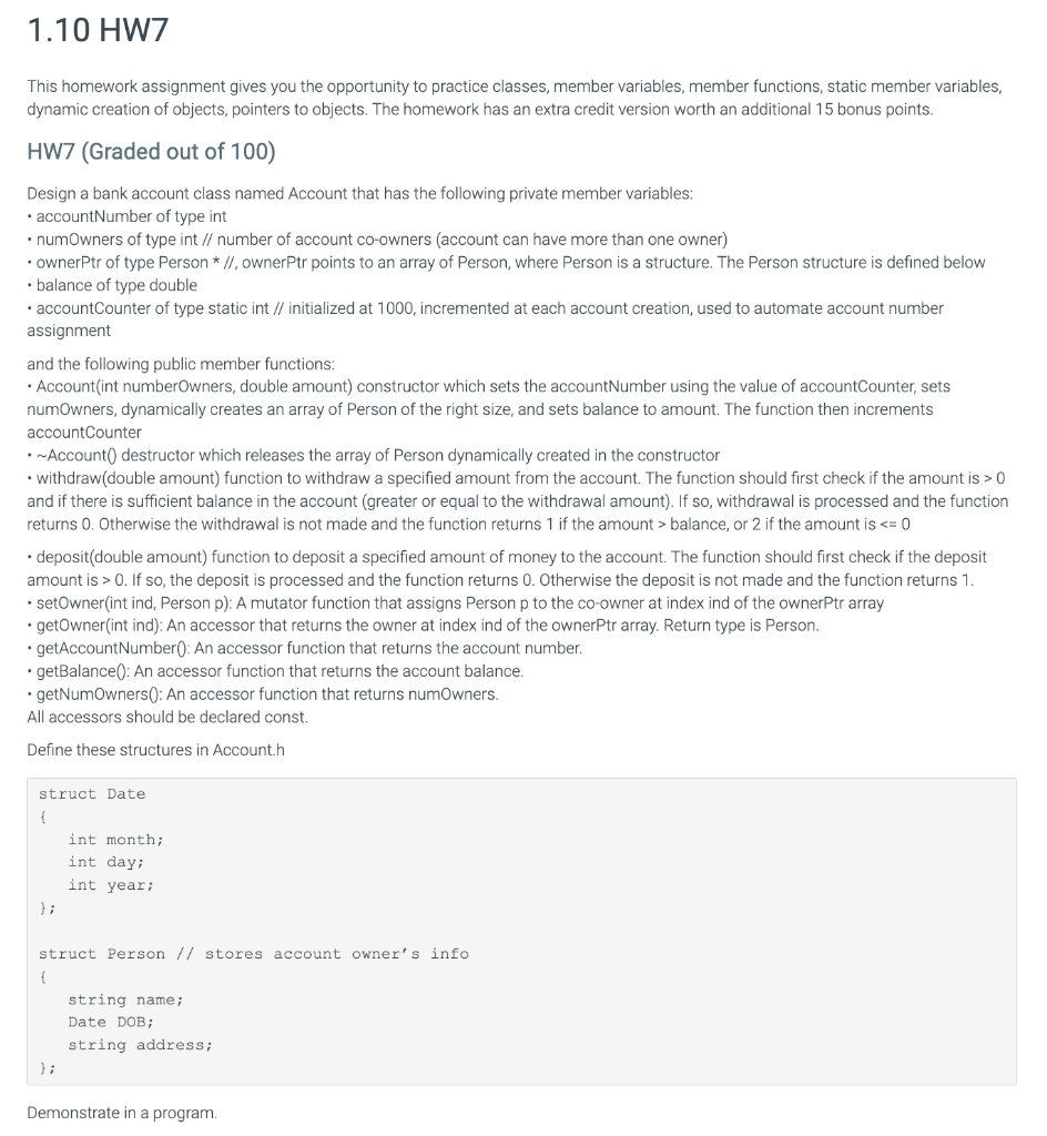 Solved 1.10 HW7 This homework assignment gives you the | Chegg.com