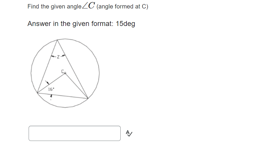 Solved Find the given angle ∠C (angle formed at C ) Answer | Chegg.com