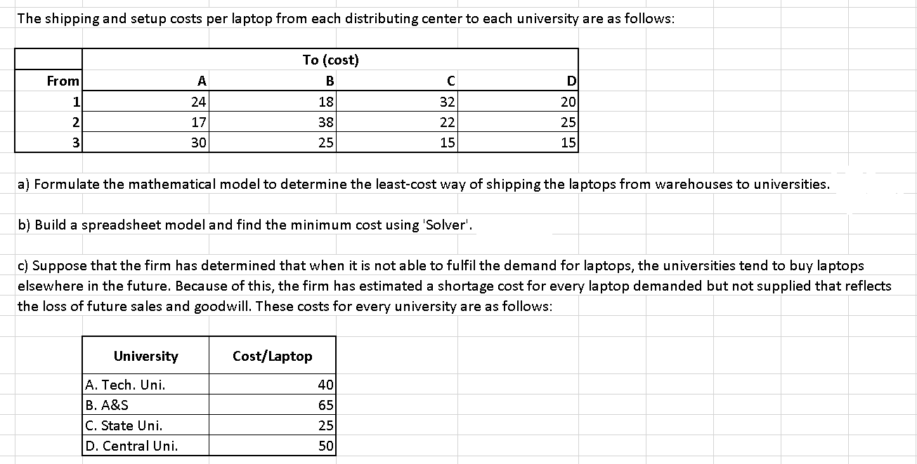 Solved ALL IS A QUESTION. OPERATIONS RESEARCH COURSE. ALL | Chegg.com