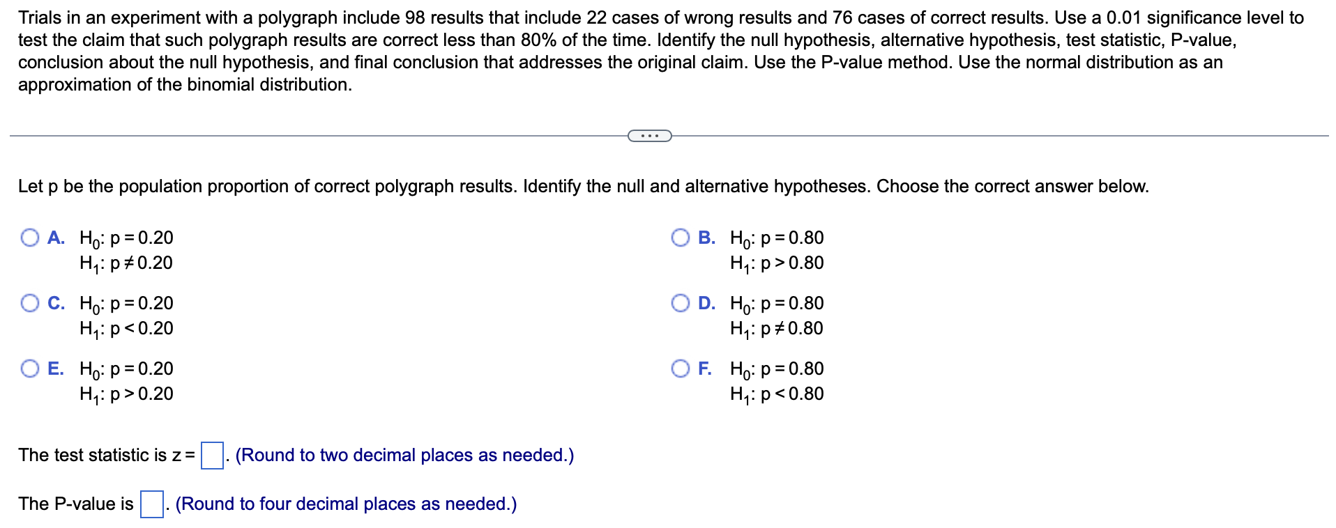 Solved Trials in an experiment with a polygraph include 98 | Chegg.com