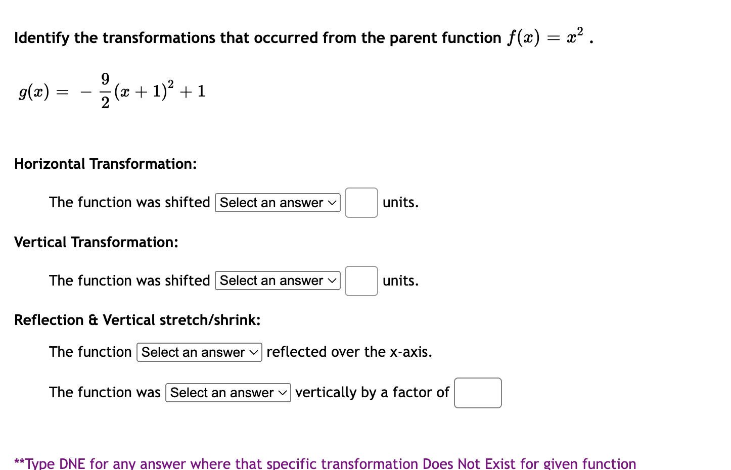 Solved Identify the transformations that occurred from the | Chegg.com