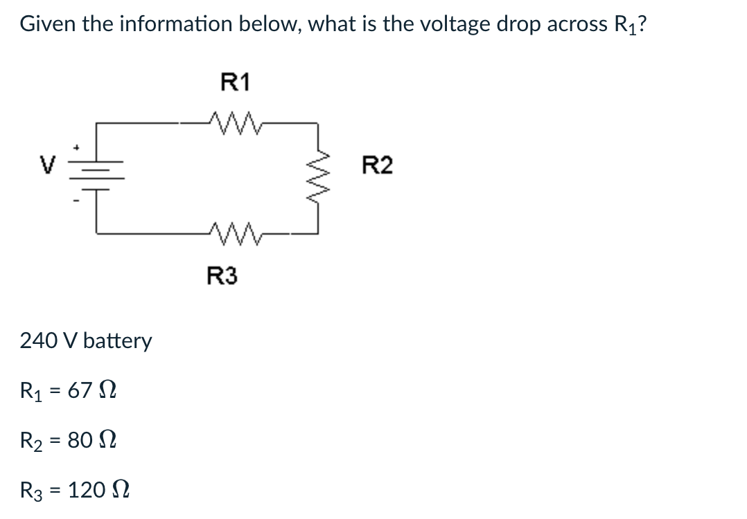 Solved Given the information below, what is the voltage drop | Chegg.com
