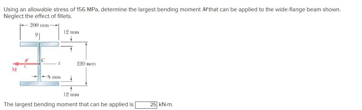 Solved Using an allowable stress of 156 MPa, determine the | Chegg.com