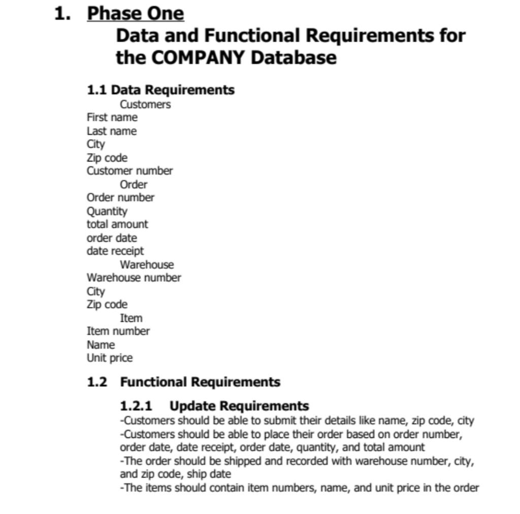 Solved Phase Two Conceptual Company Database Design Using 
