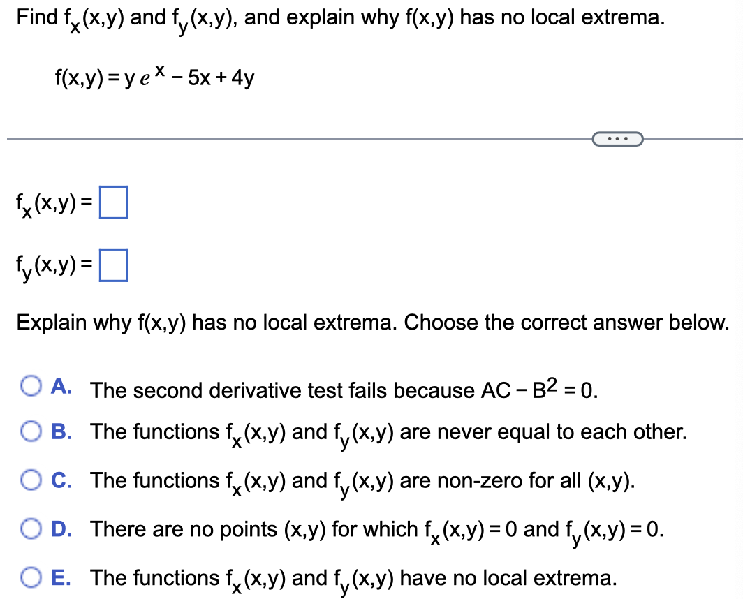 Solved Find fx(x,y) and fy(x,y), and explain why f(x,y) has | Chegg.com