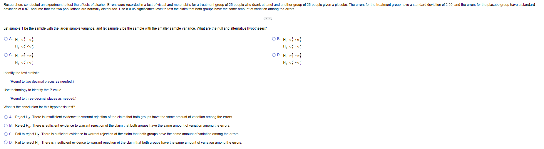 Solved Let sample 1 be the sample with the larger sample | Chegg.com