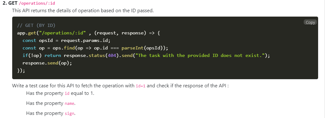 2. GET /operations/:id This API returns the details | Chegg.com