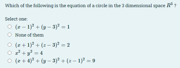 Solved Which of the following is the equation of a circle in | Chegg.com
