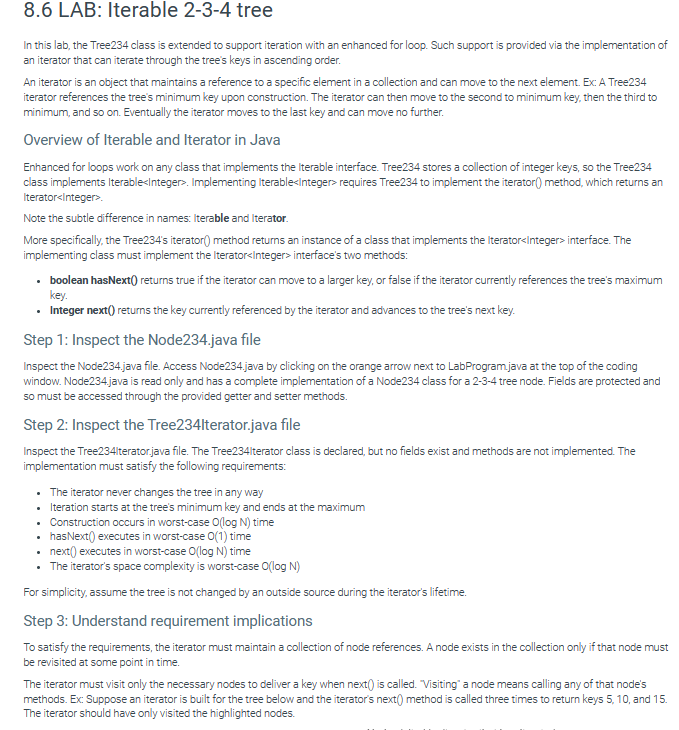 Solved 8.6 ﻿LAB: Iterable 2-3-4 ﻿treeIn this lab, the | Chegg.com