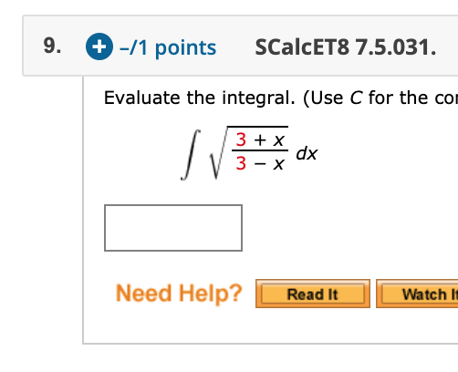 Solved 2. + 0/1 points Previous Answers ScalcET8 7.5.004. | Chegg.com