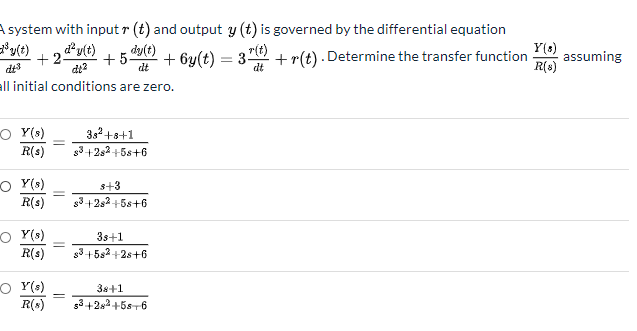 Solved dylt) system with input r(t) and output y(t) is | Chegg.com