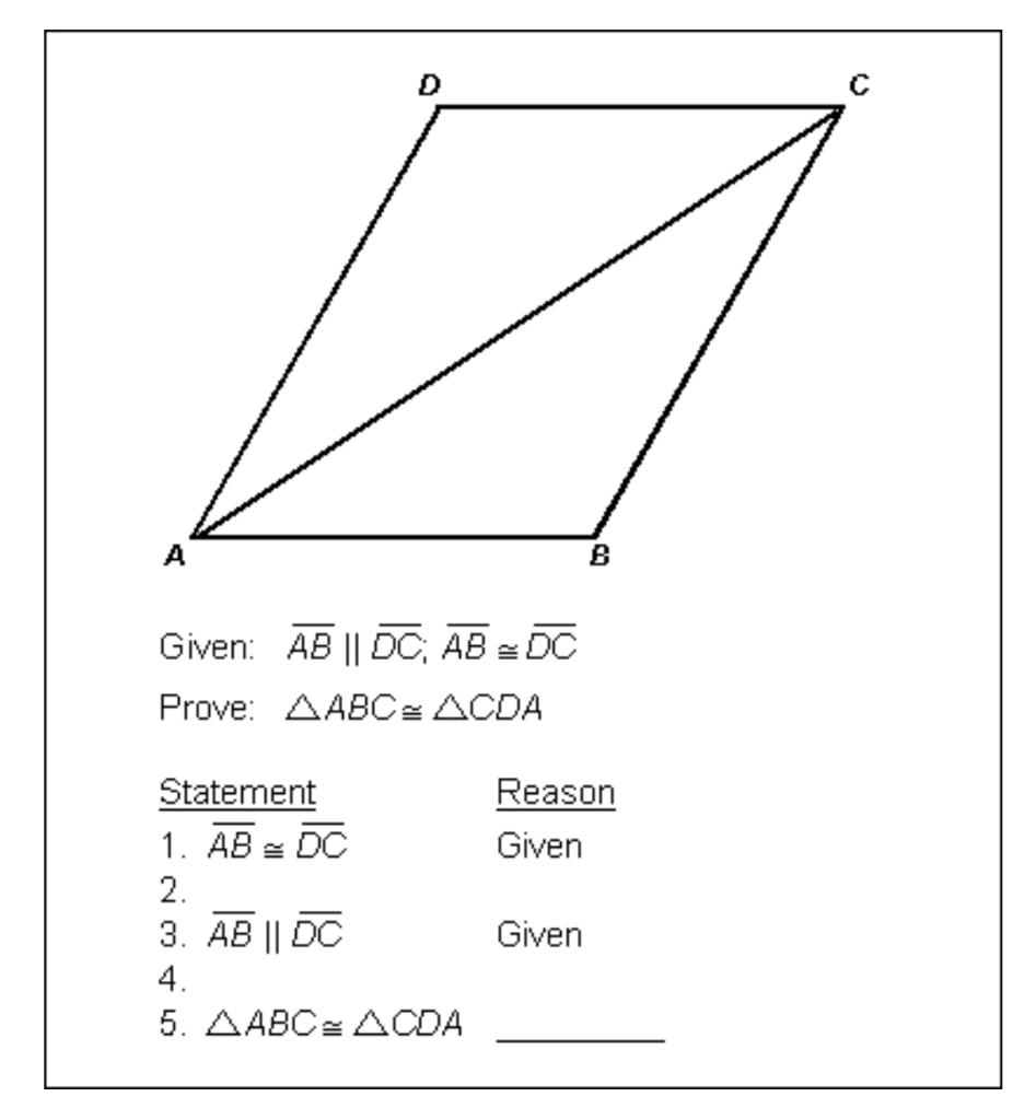 Solved AB∥DC;AB≅DC ABC≅ CDA | Chegg.com