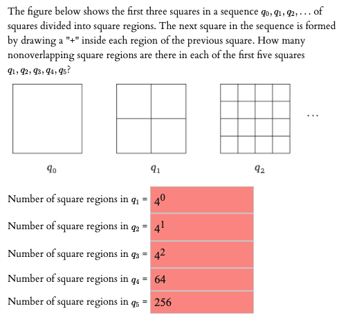 Solved The figure below shows the first three squares in a | Chegg.com