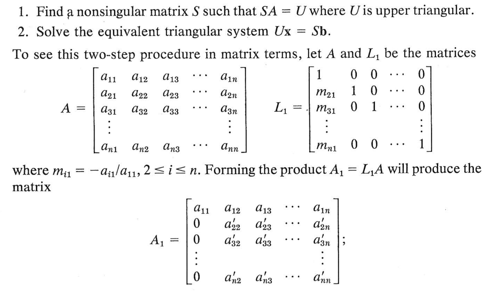 Solved 5. Given an (n×n) matrix A=(aij) with a11 =0, let L1 | Chegg.com