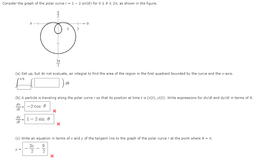 Solved Consider the graph of the polar curve r=1−2sin(θ) for | Chegg.com
