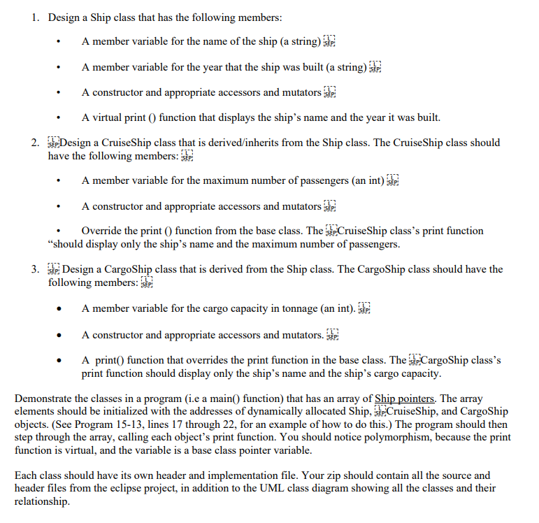 Solved 1. Design a Ship class that has the following | Chegg.com