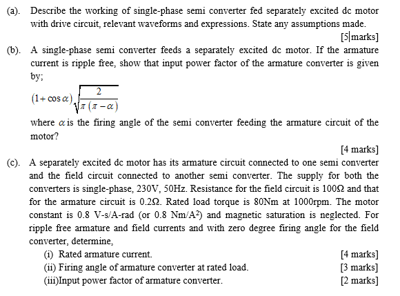 Solved (a). Describe the working of single-phase semi | Chegg.com
