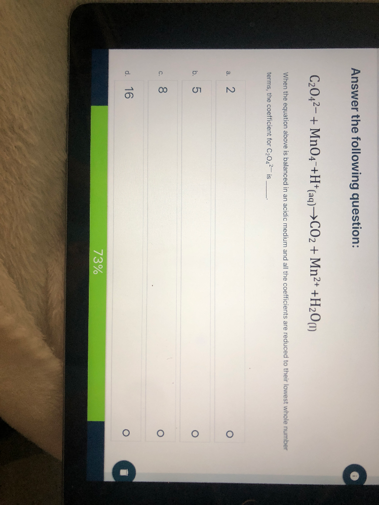 Solved Answer the following question: C2042- + Mn04-+H+(aq) | Chegg.com