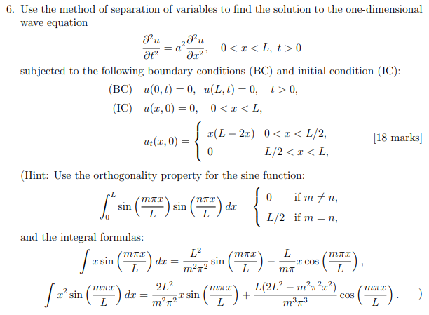 Solved 20°u 6. Use the method of separation of variables to | Chegg.com