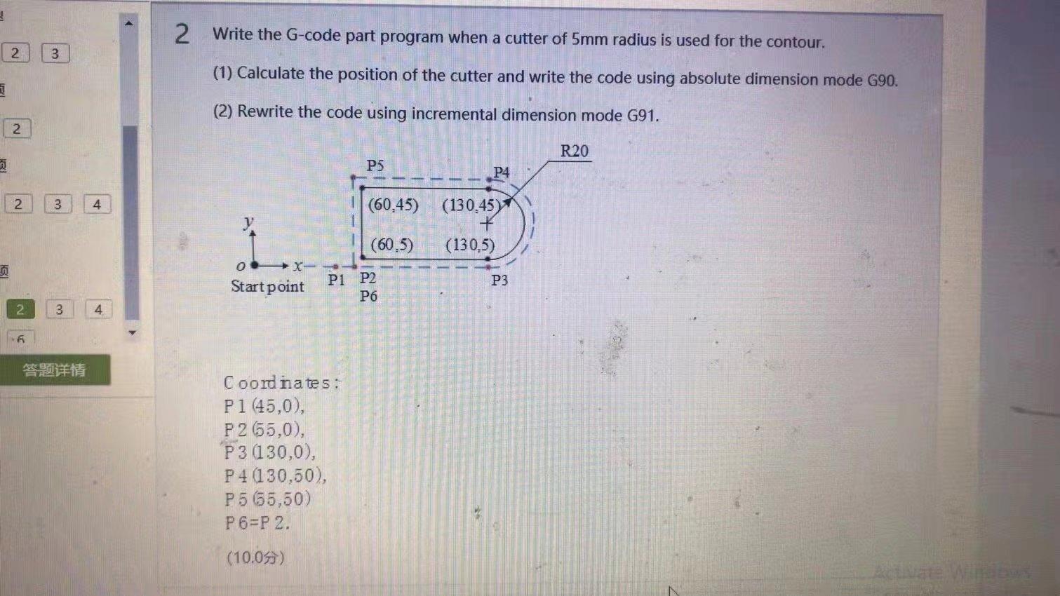 Solved 3 2 Write the G-code part program when a cutter of | Chegg.com