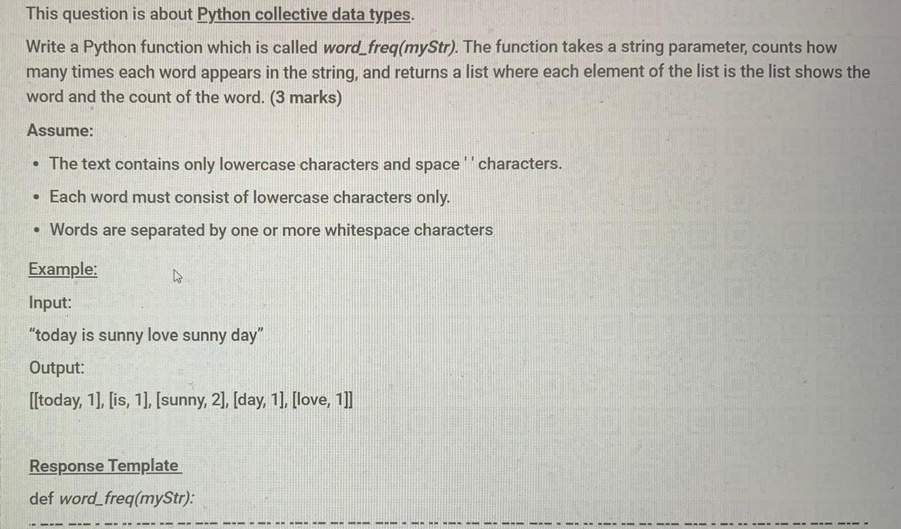 Solved This question is about Python collective data types. | Chegg.com