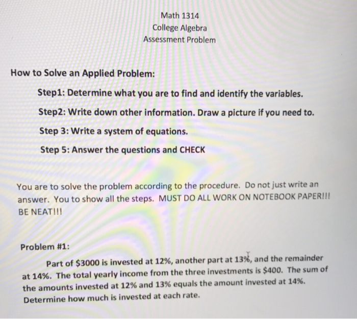 Solved How to Solve an Applied Problem: Step1: Determine | Chegg.com