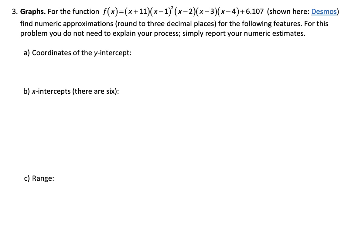 Solved 3. Graphs. For the function | Chegg.com