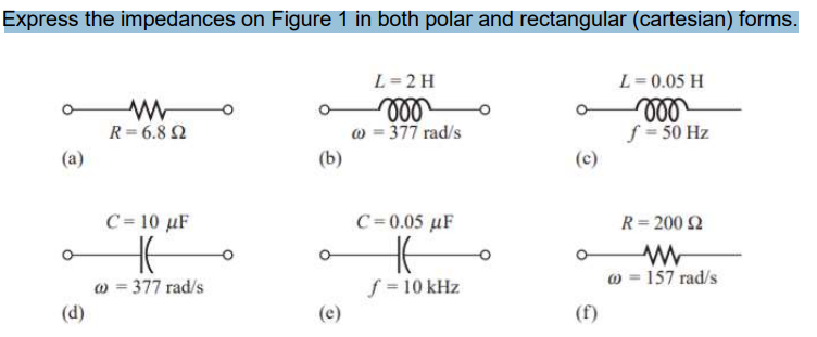 Solved Express the impedances on Figure 1 in both polar and | Chegg.com