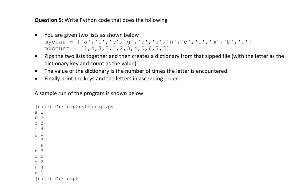 Solved Question 4: Write Python code that does the following | Chegg.com