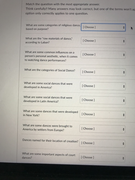 Solved Match The Question With The Most Appropriate Answer
