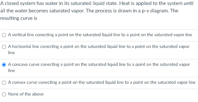 Solved A closed system has water in its saturated liquid | Chegg.com