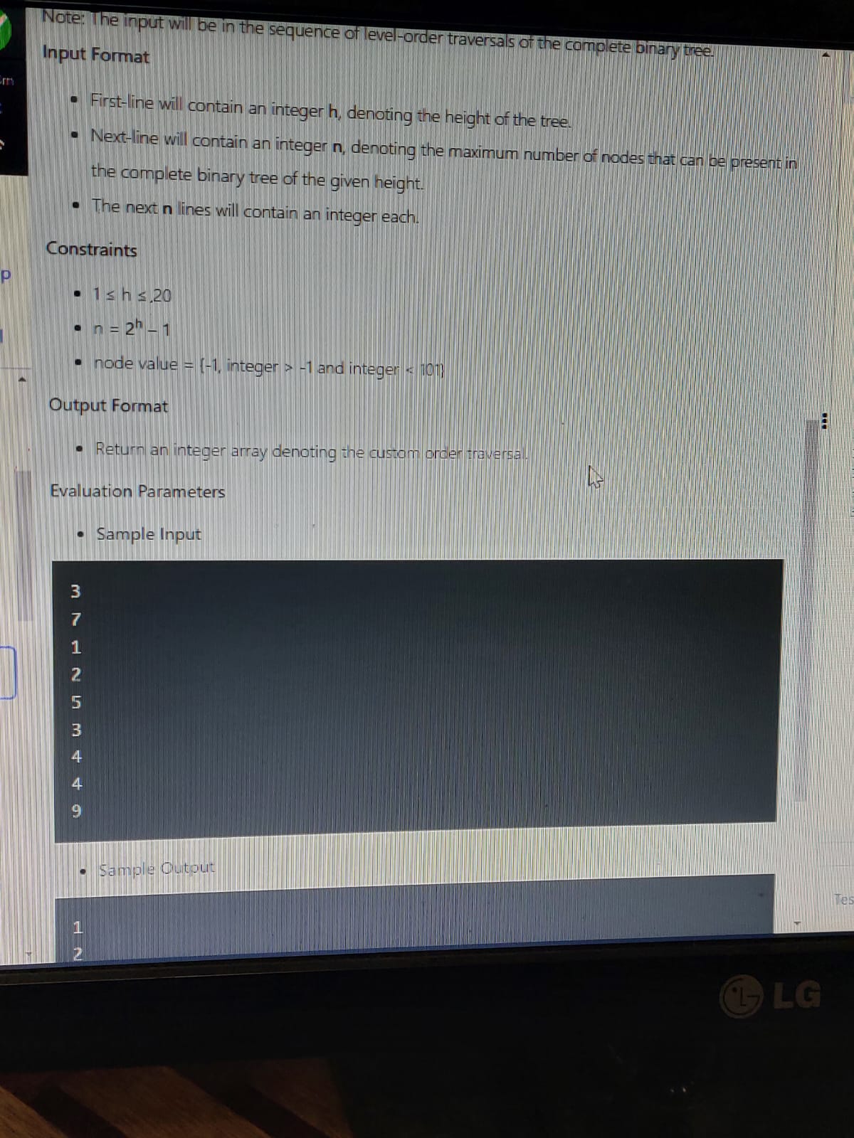 - node value ={−1, integer >−1 and integer