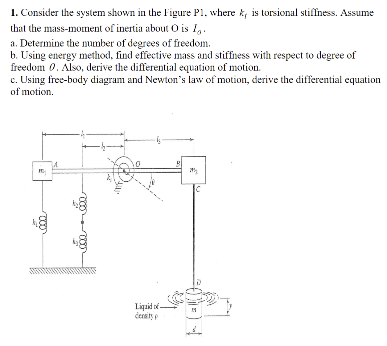Solved Consider the system shown in the Figure P1, ﻿where kt | Chegg.com