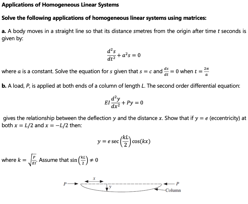 Solved Applications of Homogeneous Linear Systems Solve the | Chegg.com