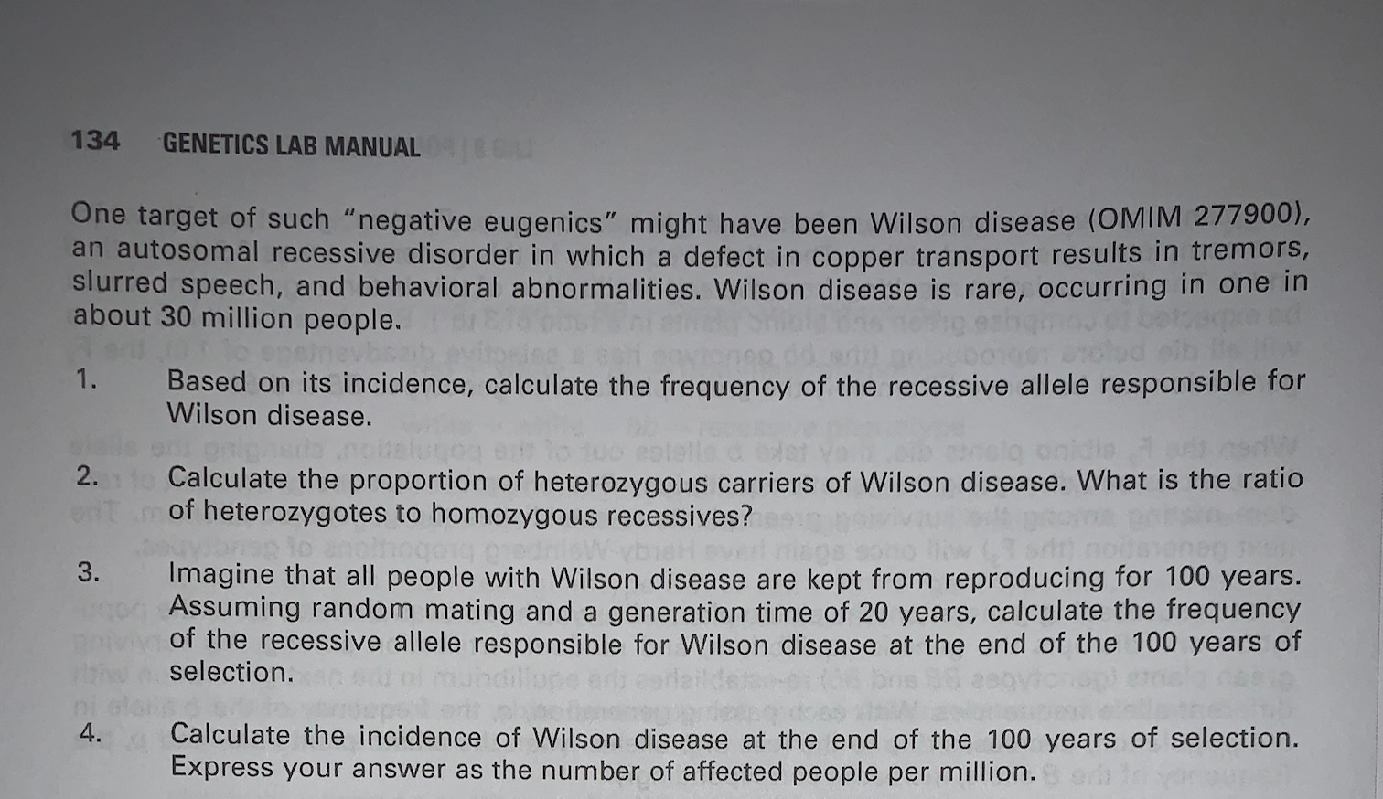 Solved 1. Wilson disease is an autosomal recessive disorder | Chegg.com