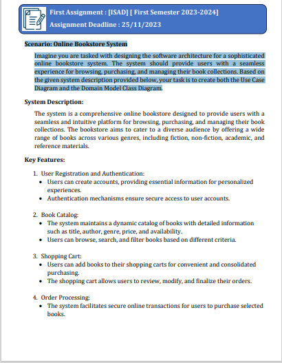 Solved Scenario: Online Bookstore System Imagine you are | Chegg.com