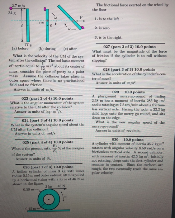 Solved The frictional force exerted on the wheel by the | Chegg.com