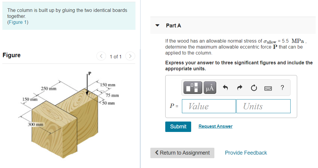 Solved The column is built up by gluing the two identical | Chegg.com