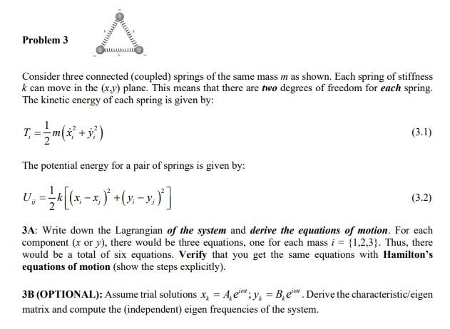 Solved Consider three connected (coupled) springs of the | Chegg.com