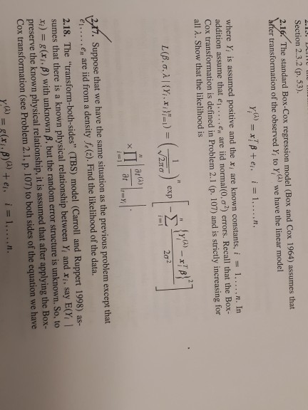 Section 2.3.2 (p. 53). 2.16. The standard Box-Cox | Chegg.com