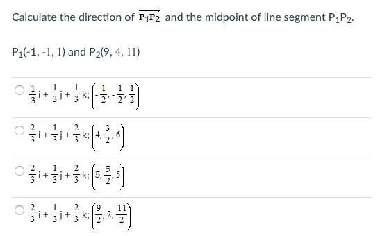 Solved Calculate the direction of P1P2 and the midpoint of | Chegg.com