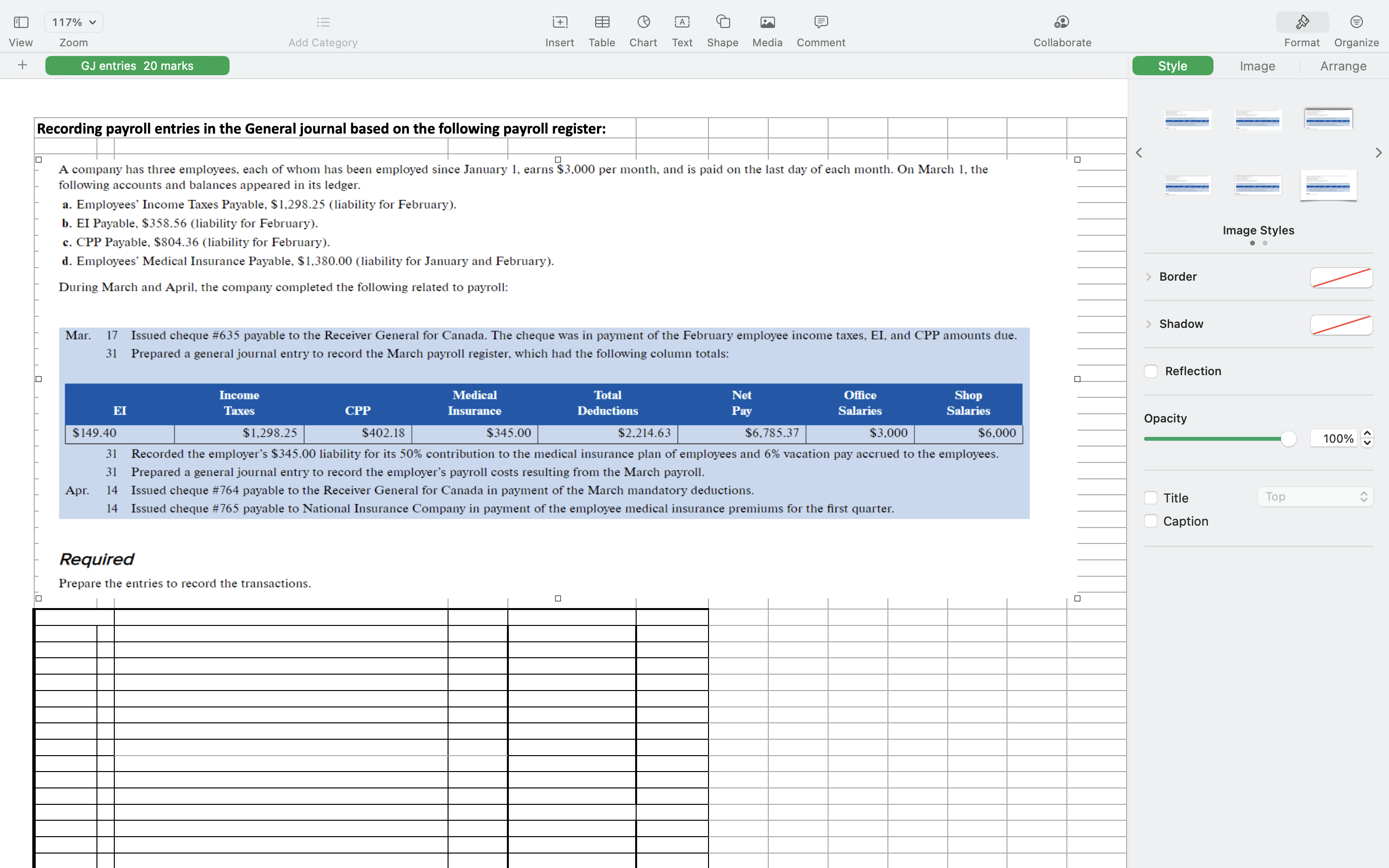 lecording payroll entries in the General journal | Chegg.com