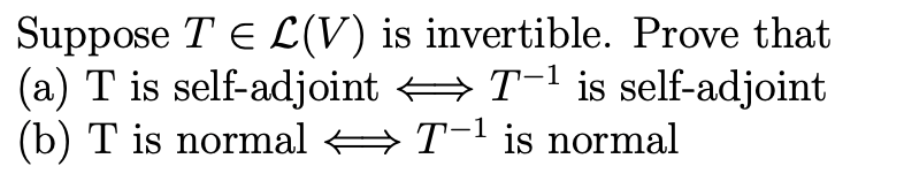 Solved Suppose T∈L(V) is invertible. Prove that (a) T is | Chegg.com