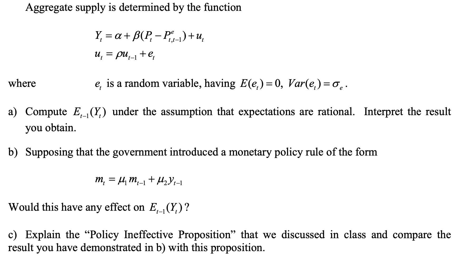Solved Aggregate supply is determined by the function | Chegg.com