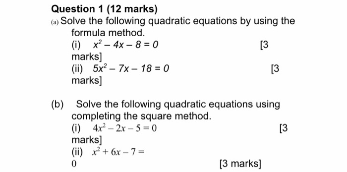 Solved Question 1 (12 marks) (a) Solve the following | Chegg.com