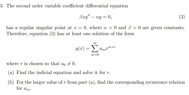 Solved 3. The second order variable coefficient differential | Chegg.com Solved 3. The second order variable coefficient differential | Chegg.com