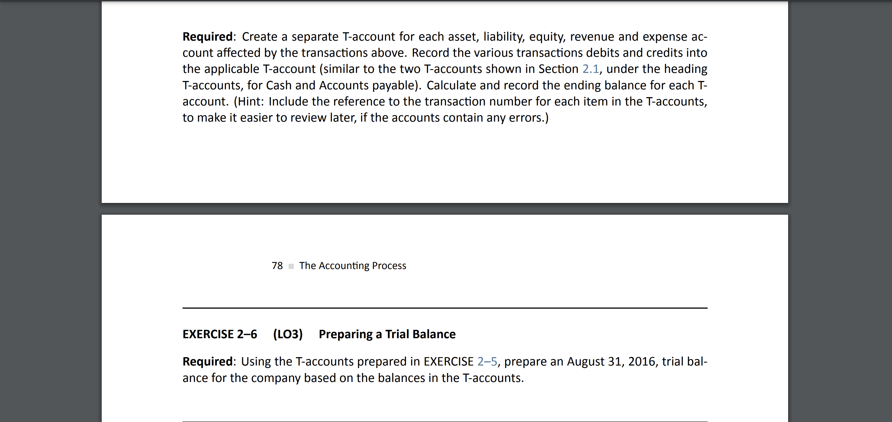 Solved EXERCISE 2-5 (LO2) Using T-accounts Below are various | Chegg.com
