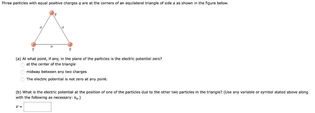 Solved Three particles with equal positive charges q are at | Chegg.com