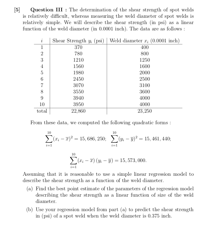 Solved Question III : The determination of the shear | Chegg.com